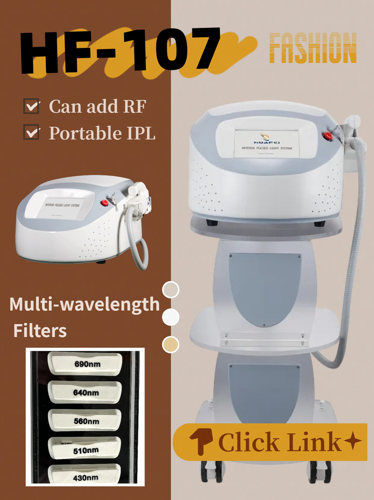 Portable E-light IPL machine | Insertable Multi-Wave Filter